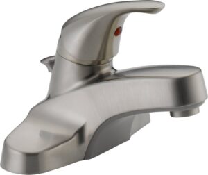 peerless centerset bathroom faucet brushed nickel, bathroom sink faucet, single handle, drain assembly, brushed nickel p136lf-bn