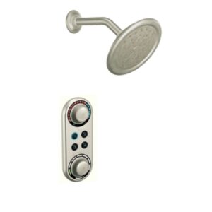 moen ts3405bn double handle shower valve trim with rainshower showerhead, brushed nickel