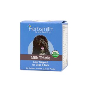 herbsmith milk thistle herbal supplement for dogs and cats, 75g powder