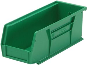 quantum qus224 plastic storage stacking ultra bin, 10-inch by 4-inch by 4-inch, green, case of 12