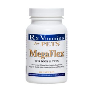 rx vitamins megaflex capsules glucosamine for dogs & cats - hip and joint supplement for dogs - msm & glucosamine for cats - dog mobility supplement - 600 ct.