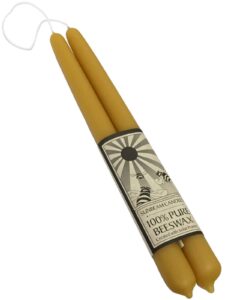 candle pair of 10" hand dipped beeswax tapers