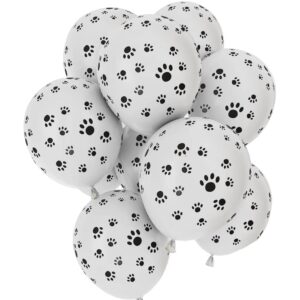 delightbox paw prints-a-round biodegradable latex balloons, white with black paw prints all-around, 11-inch (12-units)