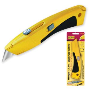 IVY Classic 11151 Hinge-Loc Retractable Utility Knife with 4 Blades, 1/Card, yellow