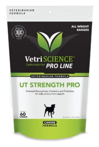 vetriscience ut strength pro - bladder & ut health supplement for dogs - formula aids bladder function & comfort - canine supplement supports urinary tract maintenance - 60 chews