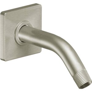 moen s133bn 8-inch standard shower arm with modern square flange, brushed nickel