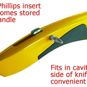 IVY Classic 11151 Hinge-Loc Retractable Utility Knife with 4 Blades, 1/Card, yellow