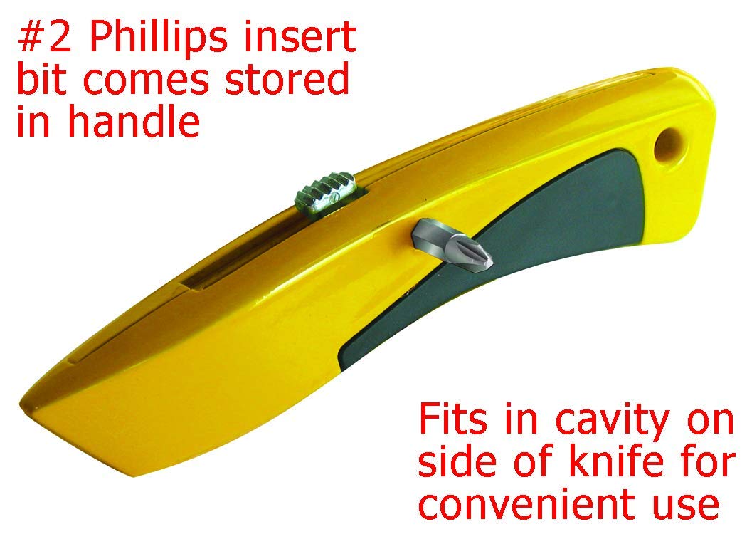 IVY Classic 11151 Hinge-Loc Retractable Utility Knife with 4 Blades, 1/Card, yellow