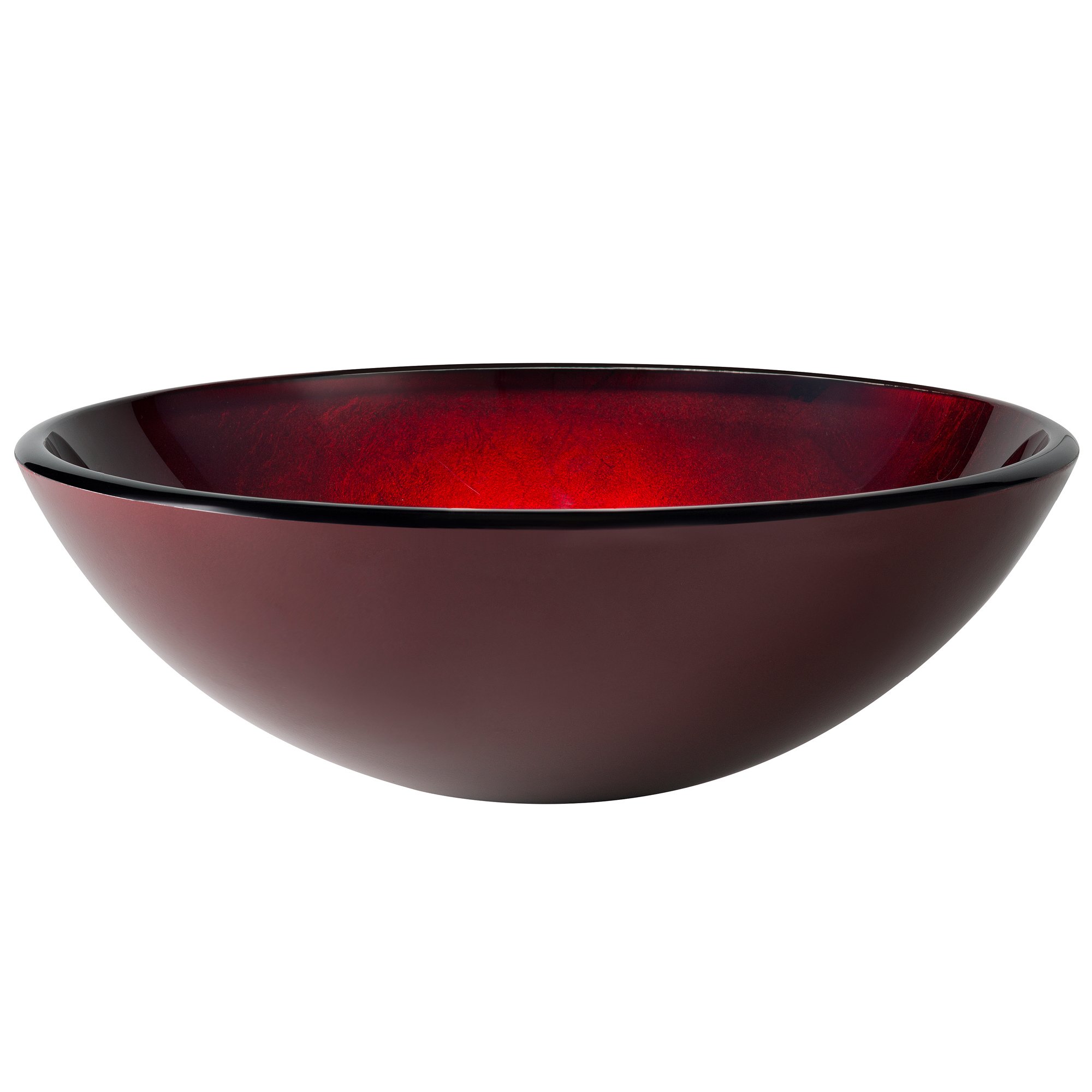 KRAUS Round Red Glass Vessel Bathroom Sink, 16 1/2 inch GV-200