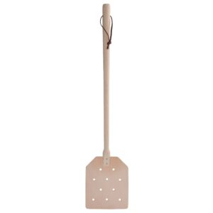 redecker flyswatter with beechwood handle and punched leather head, flexible leather head is stain resistant and easy to clean, 20 inches - fly swatter leather, made in germany - wooden fly swatter