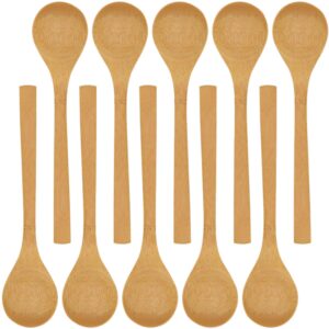 bamboomn 8" reusable solid bamboo soup spoon - dining flatware - kitchen utensils - 10 pcs