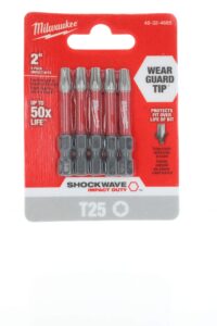 milwaukee elec tool 48-32-4685 2" t25 torx bit (5 pack)