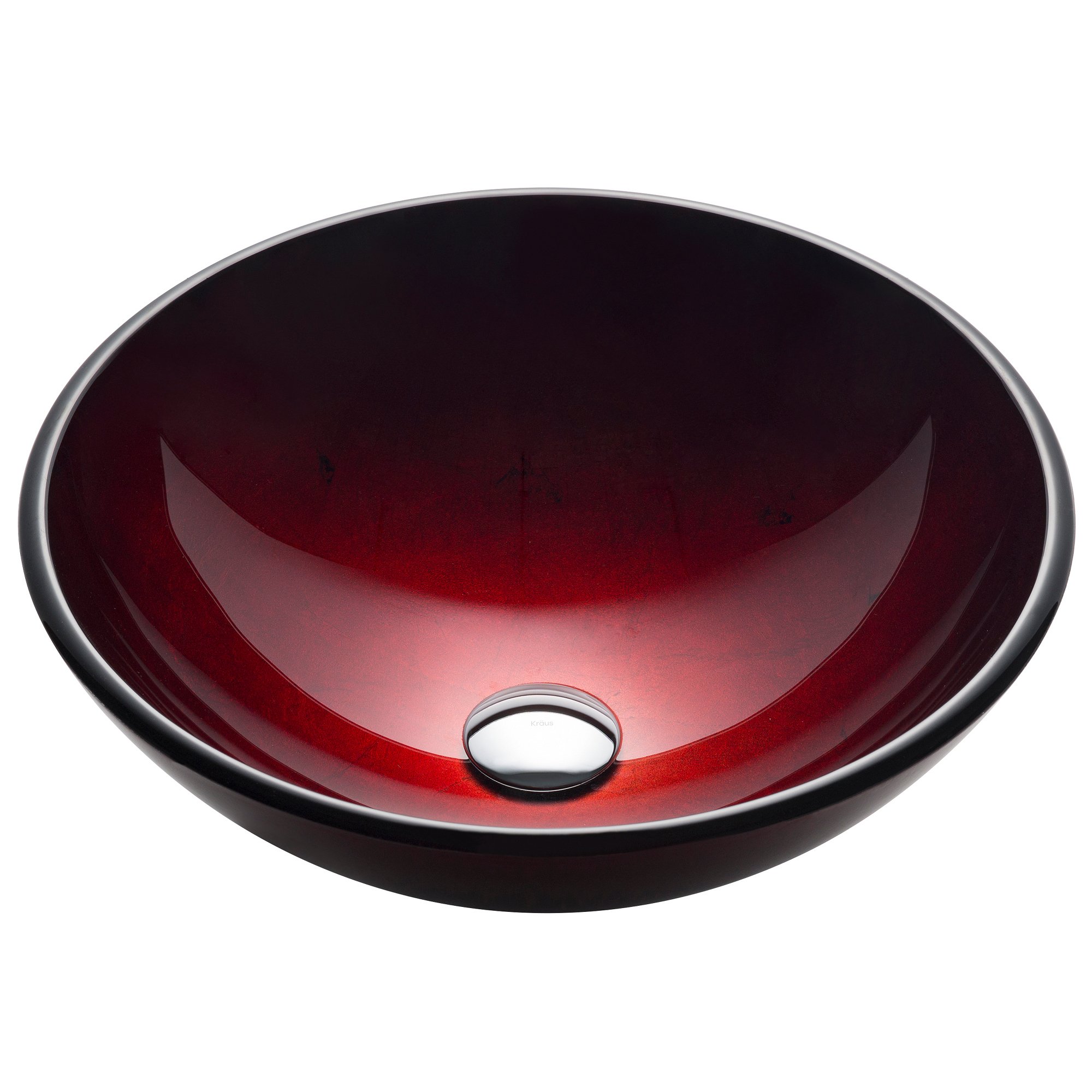 KRAUS Round Red Glass Vessel Bathroom Sink, 16 1/2 inch GV-200