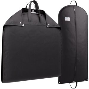 hangerworld 40inch hanging suit garment bag travel carrier clothes cover with handles, acid free breathable dust proof material (1 pack, black)