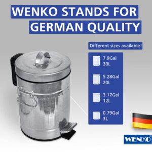 WENKO Step Trash Can with Lid and Pedal, Retro Metal Garbage Bin, for Bathroom, Kitchen, Office, Soft Close, 0.79 Gallon, 6.7 x 10.6 x 6.7 in, Gray