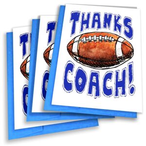 play strong thanks football coach you're awesome 3-pack (5x7) greeting thank you cards set perfect for youth sports football players, teams, coaches, family and fans - your coaches will love 'em!