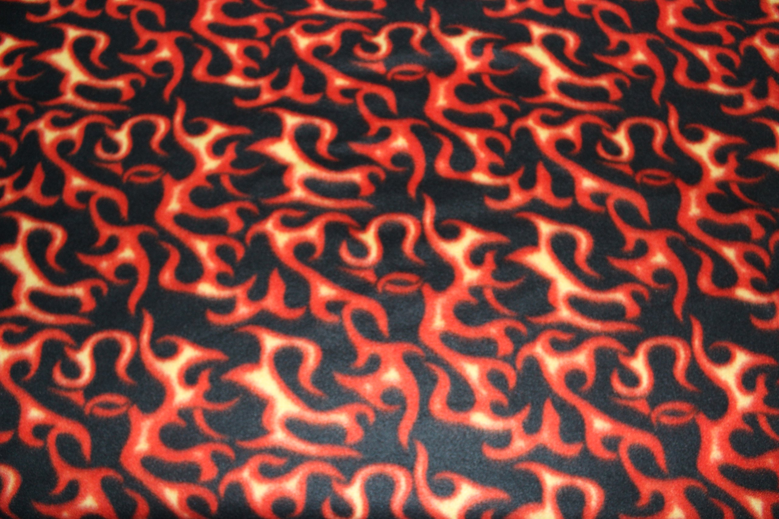 Fleece Printed MISC Flame Print Fabric by The Yard