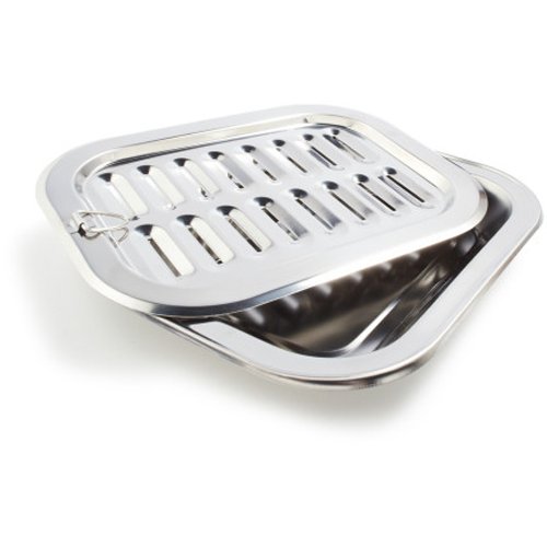 Sur La Table 12" x 9" Stainless Steel Broiler Pan includes Broiler Rack and Pan, Silver