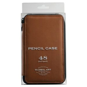 speedball art products genuine leather storage case for pencils, makers, pens and art supplies