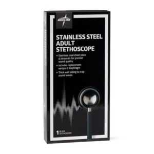 medline elite adult stainless steel stethoscope, black, high acoustic sensitivity