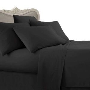 luxurious black solid / plain, queen size. eight (8) piece down alternative comforter bed in a bag set. 1500 thread count ultra soft single-ply 100% egyptian cotton. includes 4pc bed sheet set, 3pc duvet set & down alternative comforter