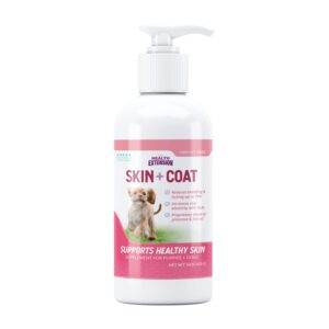 health extension skin & coat supplement for dogs & puppies, 16oz - omega 3 & 6 rich formula for healthy skin & shiny coat, reduces shedding & itching