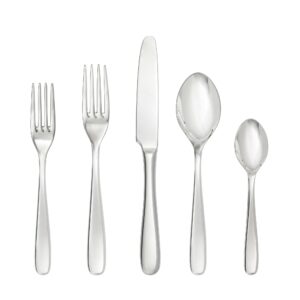 fortessa grand city 18/10 stainless steel flatware, 5 piece place setting, service for 1 , silver -