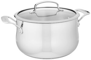 cuisinart contour stainless 5-quart dutch oven with glass cover, silver