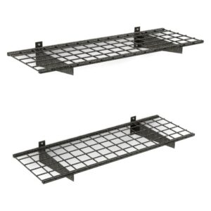 hyloft 00651 2-pack heavy duty steel wall garage shelving, 45-inch x 15-inch, low-profile brackets, max shelf load 200 pounds, hammertone