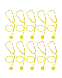 disposable stethoscope, yellow, 10-pack, single patient use, plastic, 22" pvc y-tubing, lightweight for home, education, doctors, nurses