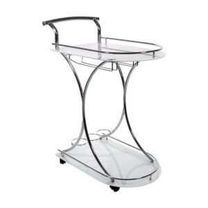 coaster home furnishings elfman 2-shelve serving cart chrome and white