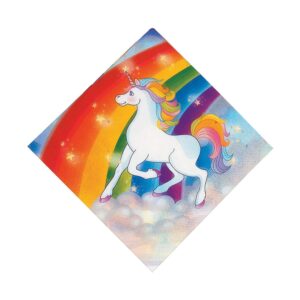 fun express - unicorn lunch napkins for birthday - party supplies - print tableware - print napkins - birthday - 16 pieces