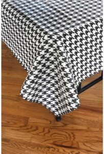 havercamp houndstooth table cover (54" x 108"). water and tear resistant, black and white paper cover. alabama houndstooth