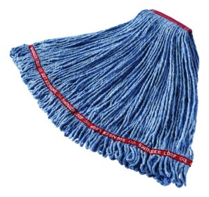 rubbermaid commercial products swinger loop mop head replacement, 1-inch headband, large, blue, heavy duty industrial wet mop for floor cleaning office/school/stadium/banquet room/lobby/restaurant