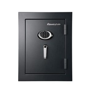 sentrysafe fireproof and waterproof xx-large black steel home safe, doj-certified with digital keypad lock for guns or documents, 3.39 cubic feet, 27.8 x 21.7 x 19 inches, ef3428e