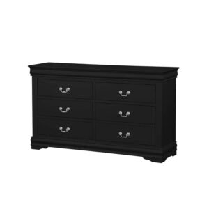 acme louis philippe iii wooden 6-drawer dresser in black