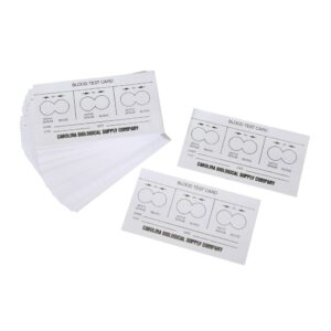 blood test cards, box of 100 cards with printed guide