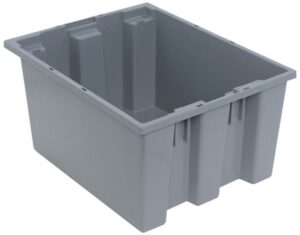 quantum storage systems nest totes snt190gycs solid part organizer gray bins 20" l x 16" w x 10" h 6 pack