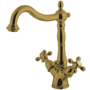 elements of design es1432ax new orleans 2-handle 4" centerset lavatory faucet with brass pop-up & optional deck plate, 6- 1/2", polished brass