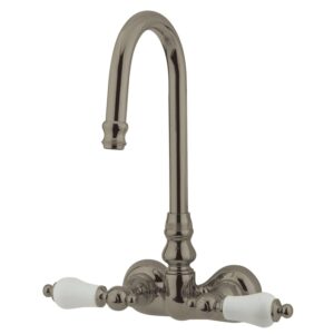 hot springs double handle wall mount clawfoot tub faucet finish: satin nickel