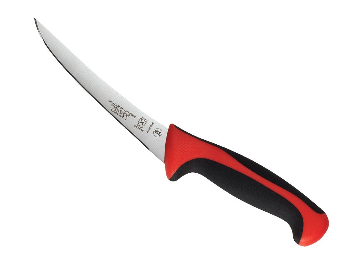 Mercer Culinary Red Millennia Colors Handle, 6" Curved Boning Knife