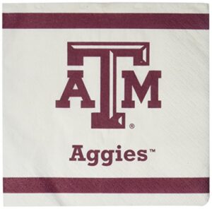 mayflower distributing company 24 count texas a and m beverage napkin, 5-inch, multicolor