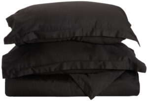 300-thread duvet cover set, premium long-staple cotton, twin, black