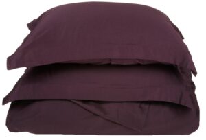 superior egyptian cotton 400 thread count duvet cover set, soft bedding, 1 duvet cover with button closure, 2 pillow shams, luxury, plush, hotel, home collection, king/california king size, plum