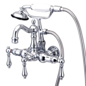 elements of design hot springs dt10081al wall mount clawfoot tub filler with hand shower, polished chrome