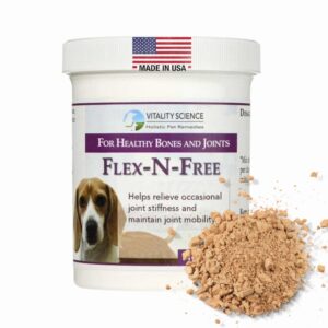 vitality science flex n free for dogs | promotes healthy bones & joints | relieves stiffness | maintains joint mobility | reduces inflammation | builds bone tissue | 100% safe & natural (120g)