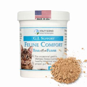 vitality science feline comfort for cats | maintains a healthy intestinal tract and proper gut flora | restores gastric stability | for vomiting and diarrhea | 100% additive free (seafood, 220g)