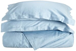 300-thread duvet cover set, premium long-staple cotton, twin, light blue