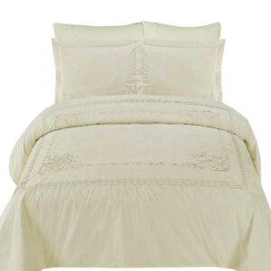 royal bedding athena ivory embroidered 3-piece king/california king duvet cover set 100% cotton 300 thread count