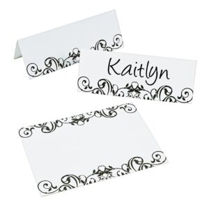 black & white design placecards (24pc) - party supplies - 24 pieces